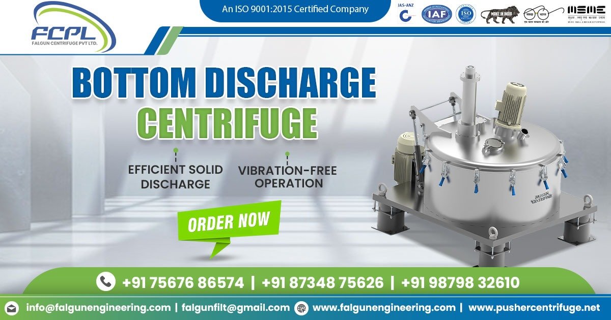 Bottom Discharge Centrifuge in Hyderabad - Falgun Engineering