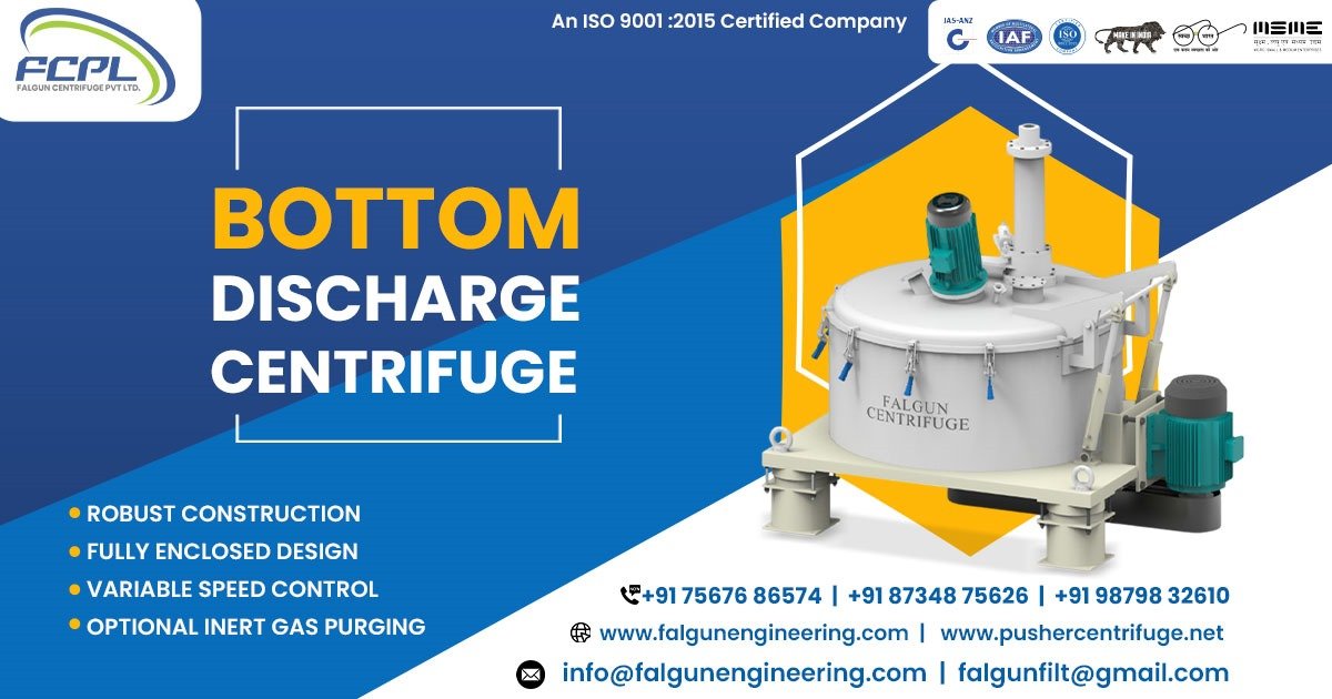 Bottom Discharge Centrifuge Machine in Mumbai - Falgun Engineering